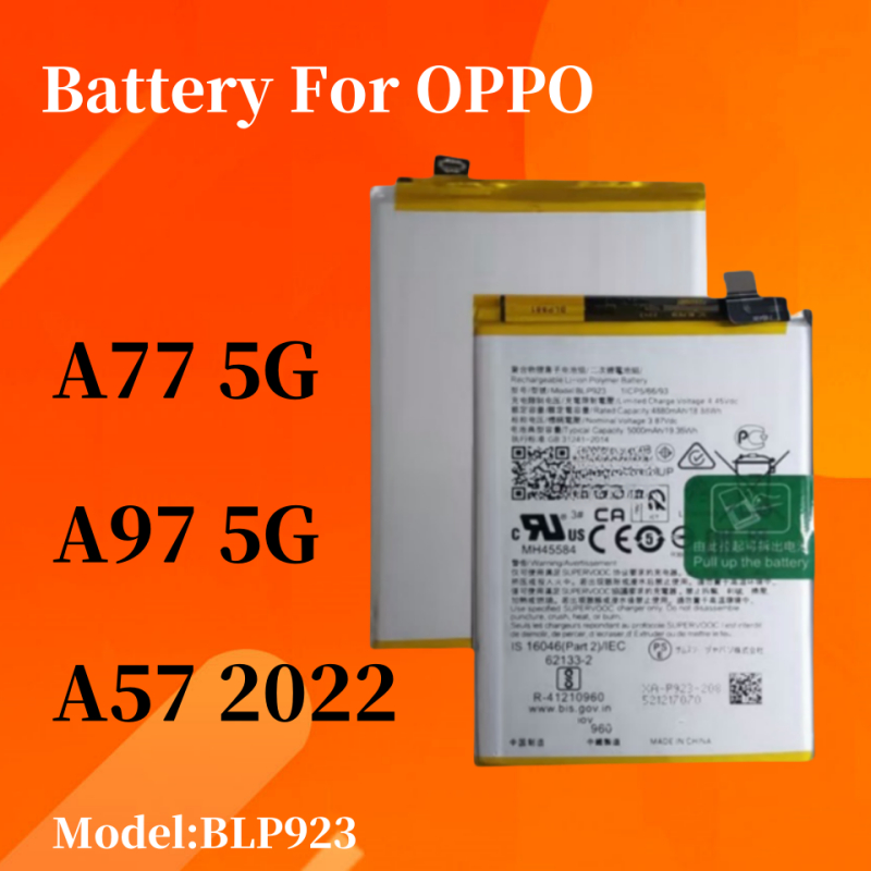 Battery for oppo แบตเตอรี่ Oppo A77 5G แบตA57(2022) แบตA97 5G BLP923 ...