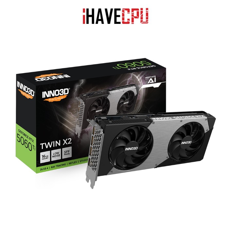 iHAVECPU VGA(การ์ดจอ) INNO3D GEFORCE RTX 5060 TI TWIN X2 - 8GB GDDR7 (N506T2-08D7-193075N ...