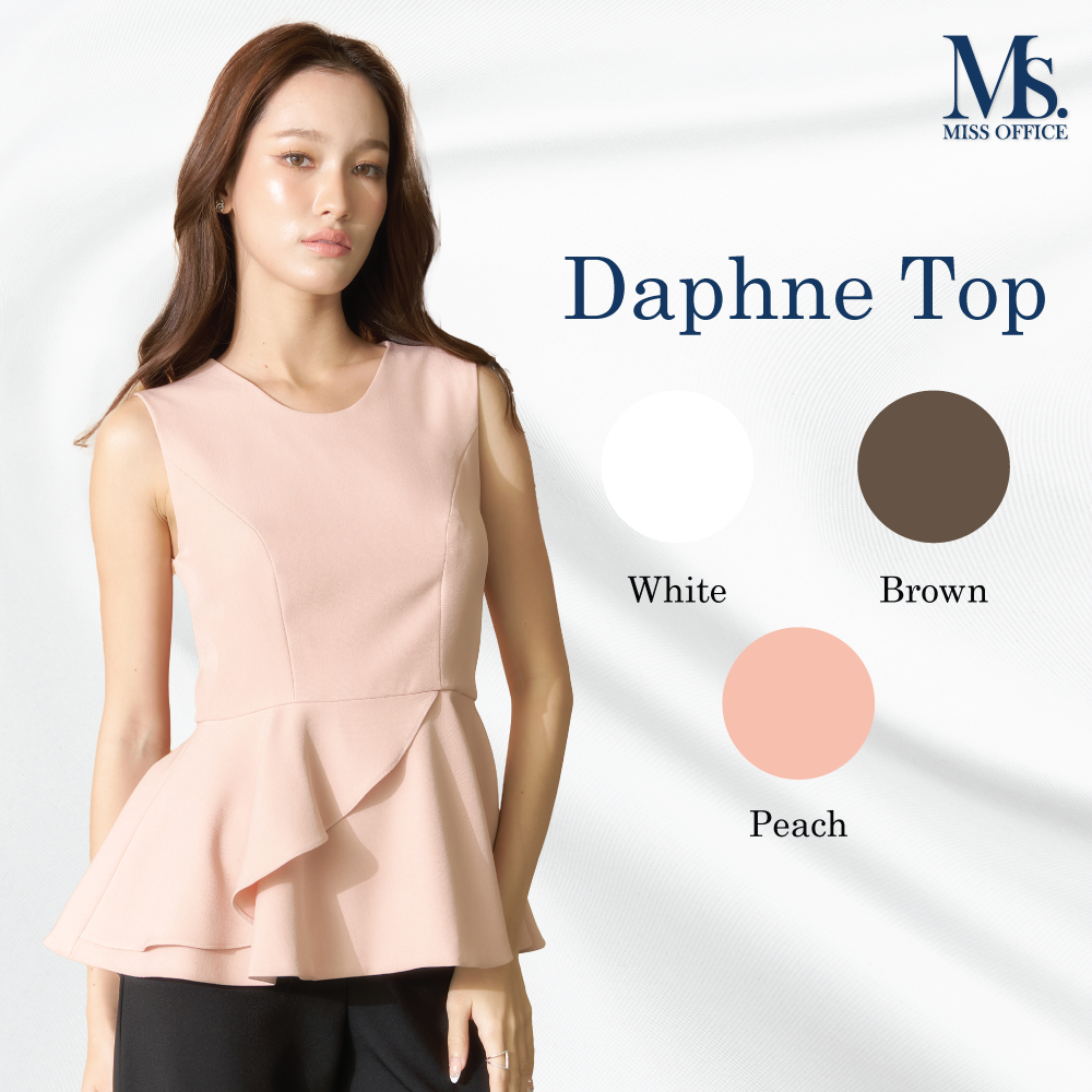 Miss office เสื้อแขนกุดคอวีแต่งชายระบาย Daphne top (MT-349) | Shopee Thailand