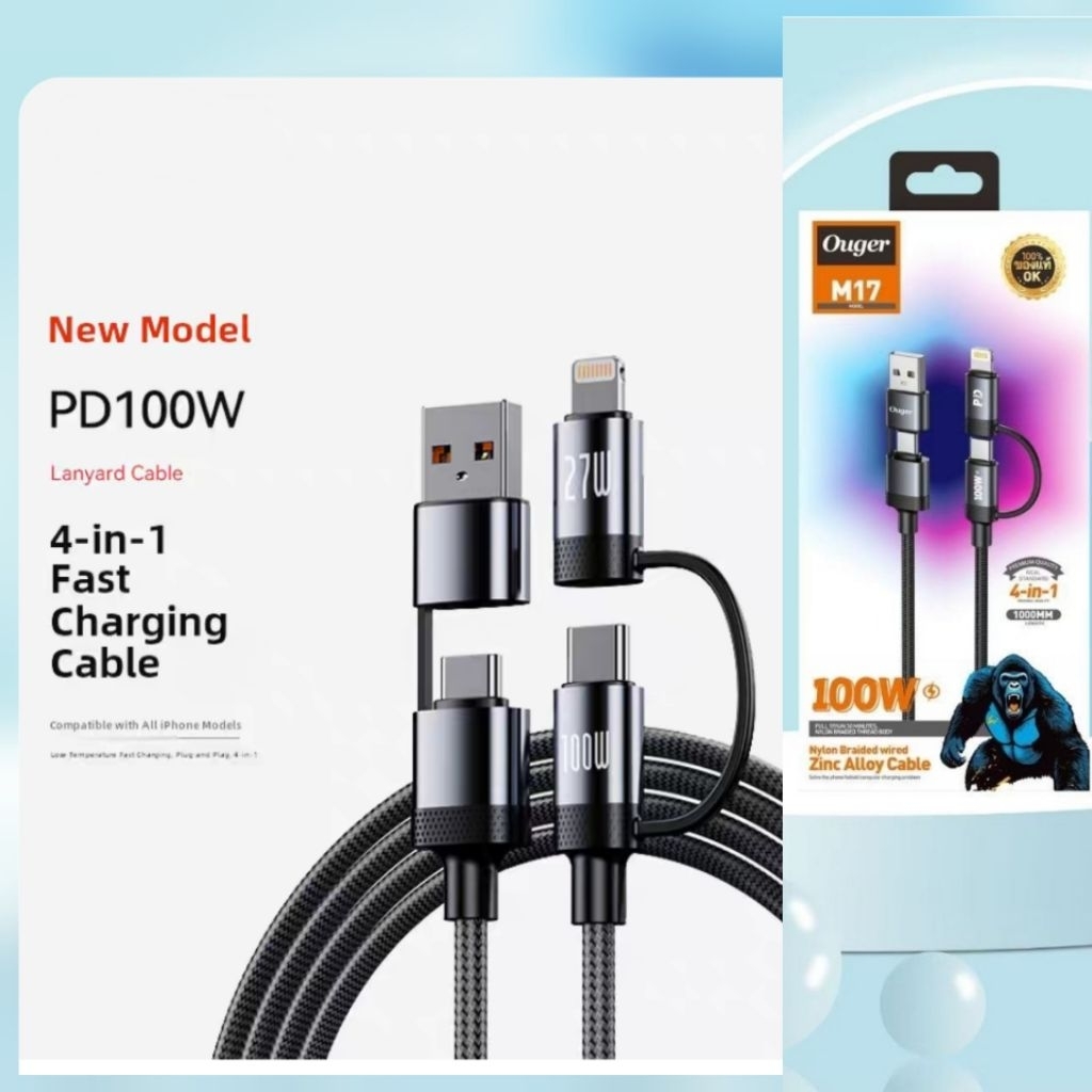 Ouger M17 4in1 100W (USB/TC to IP/TC) รองรับชาร์จเร็วสูงสุด100W มาตรฐาน ...