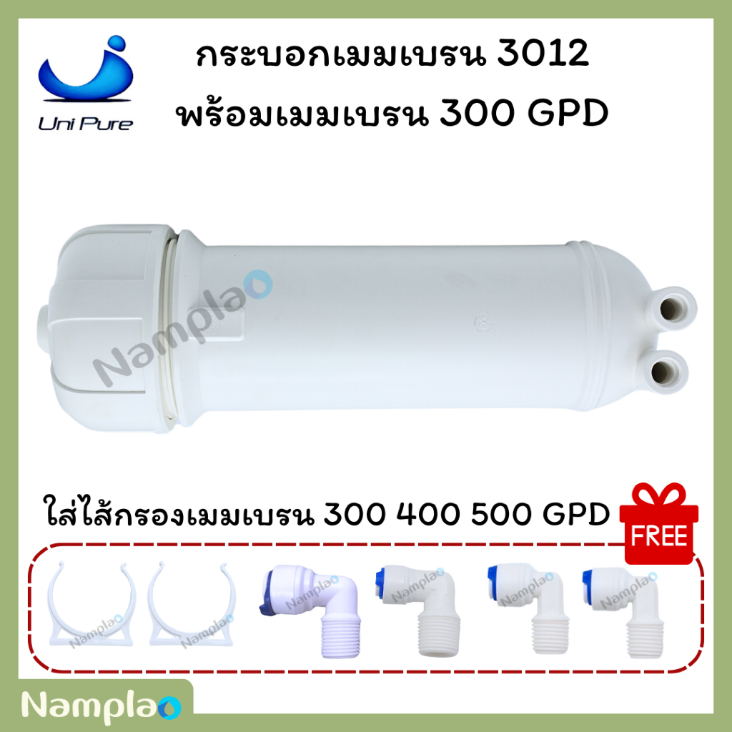 Unipure กระบอกเมมเบรน อาร์โอ 3012 พร้อมข้อต่อ คลิปล็อคกระบอก ครบชุด ...