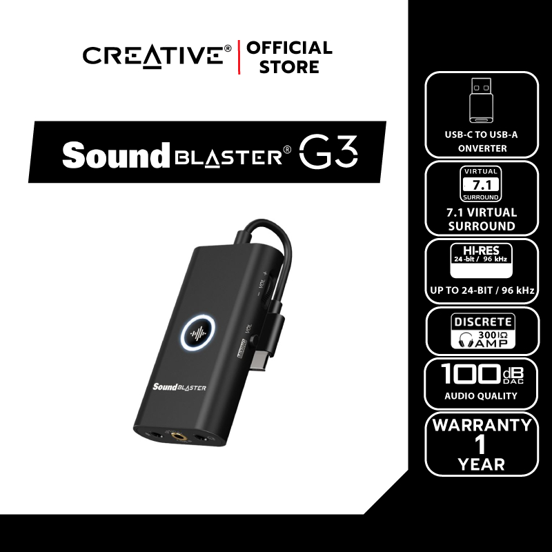 CREATIVE SOUND CARD Sound Blaster G3 External USB Sound Card -Windows ...