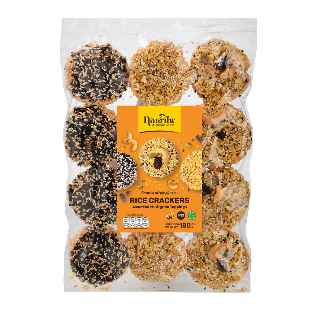 ทองอำไพ ข้าวแต๋นหน้าธัญพืชรวม 180 กรัม (3 หน้า) THONG AMPAI RICE ...