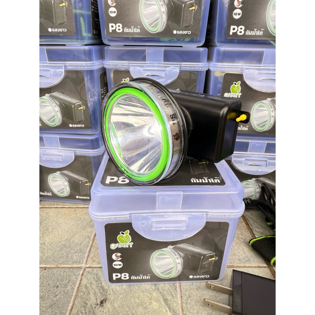 ไฟฉายคาดหัว P8 แสงสีขาว หน้า2.5นิ้ว apple green หัวเล็ก ไฟฉาย แบตทนนาน หัวโคม ไฟส่องกบ หมุนปรับ ...