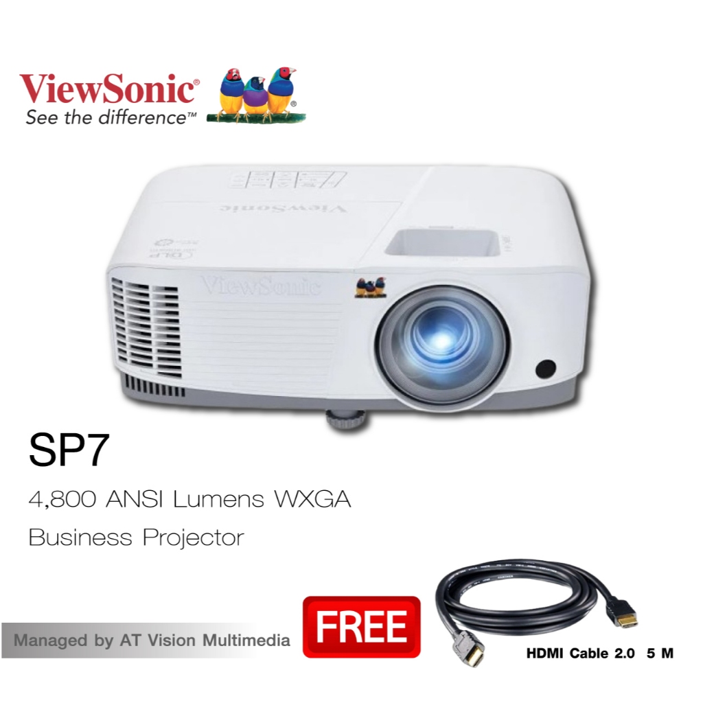 Viewsonic SP7 4800 ANSI Lumens WXGA (1280x800) Business Projector, 3D DLP - รับประกัน 3 ปี ...