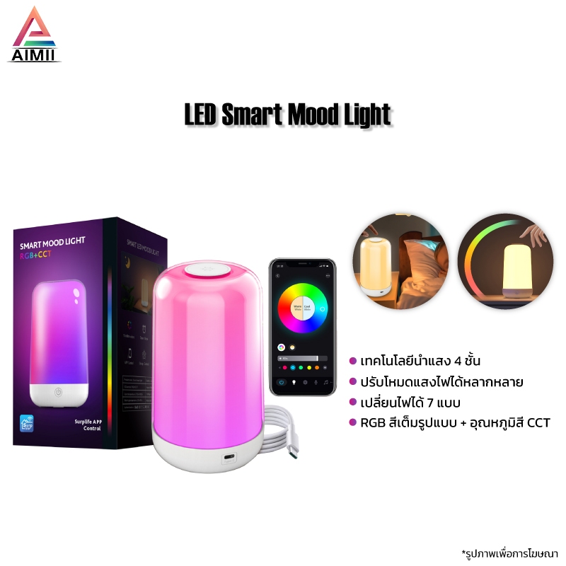 LED Smart Mood Light โคมไฟบลูทูทอัจฉริยะ แบตเตอรี่ 3600mAh โคมไฟตั้ง ...