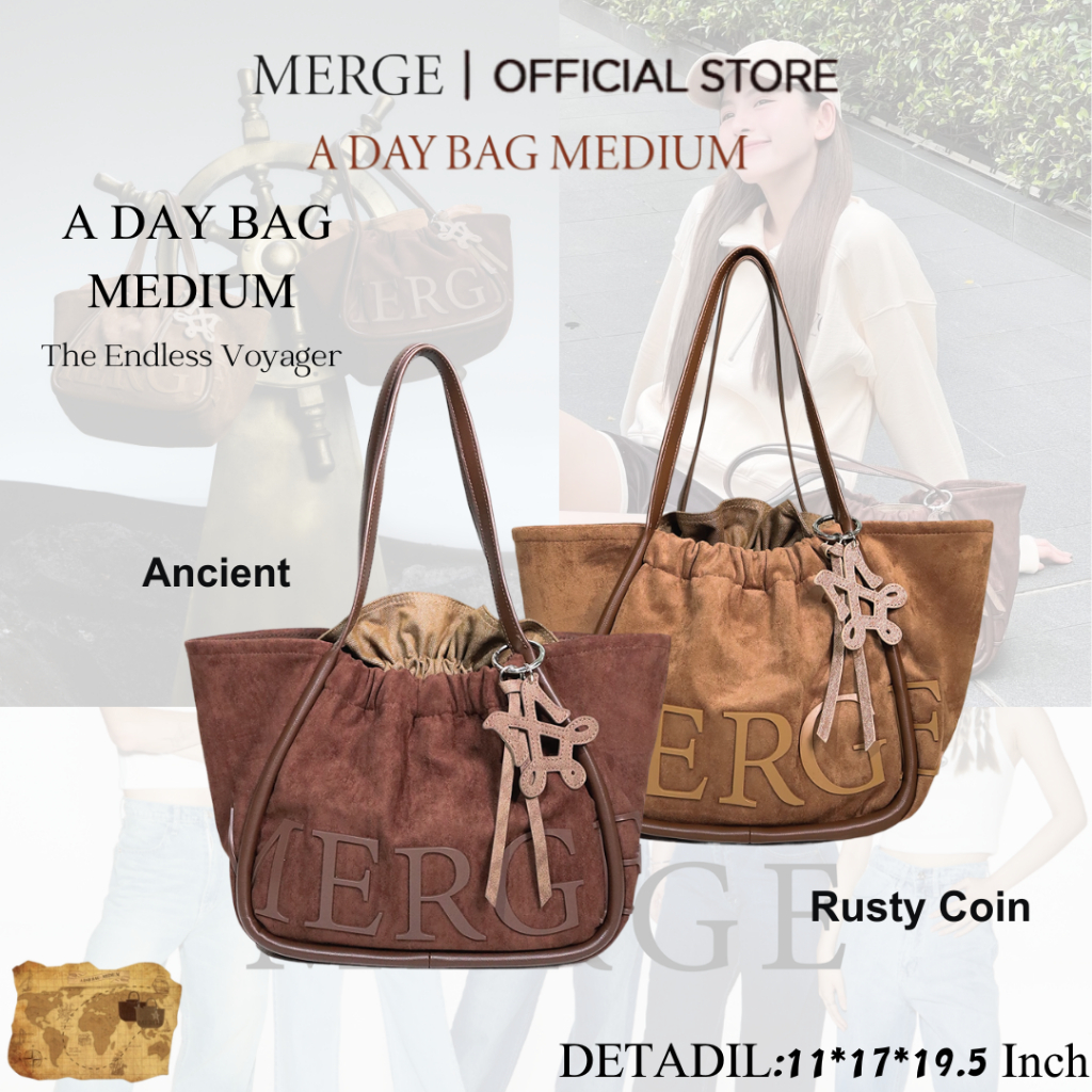 พร้อมส่ง🤎MERGE Merge A Day Bag Medium in Rusty Coin/Ancient merge ...
