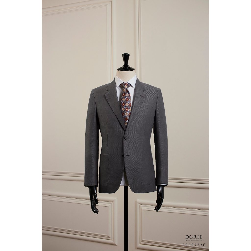 Dark Gray Notch Lapel Stitch Patch Pocket Linen Sport Jacket - แจ็คเก็ตสีเทาเข้ม | Shopee Thailand