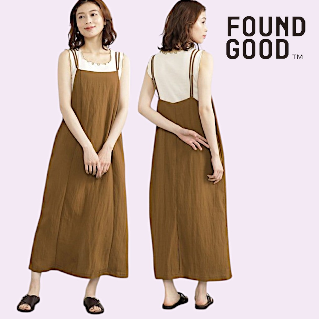 T030 ชุดเดรสสายเดี่ยวสีน้ำตาลทรงไอไลน์ | Shopee Thailand