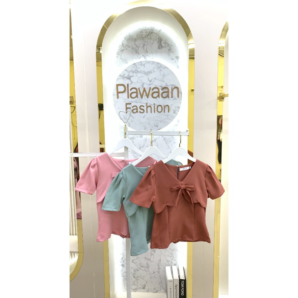 เสื้อคอวีแต่งโบว์ระบายหยัก รุ่น RB RD RE RT RX RY RZ | Shopee Thailand