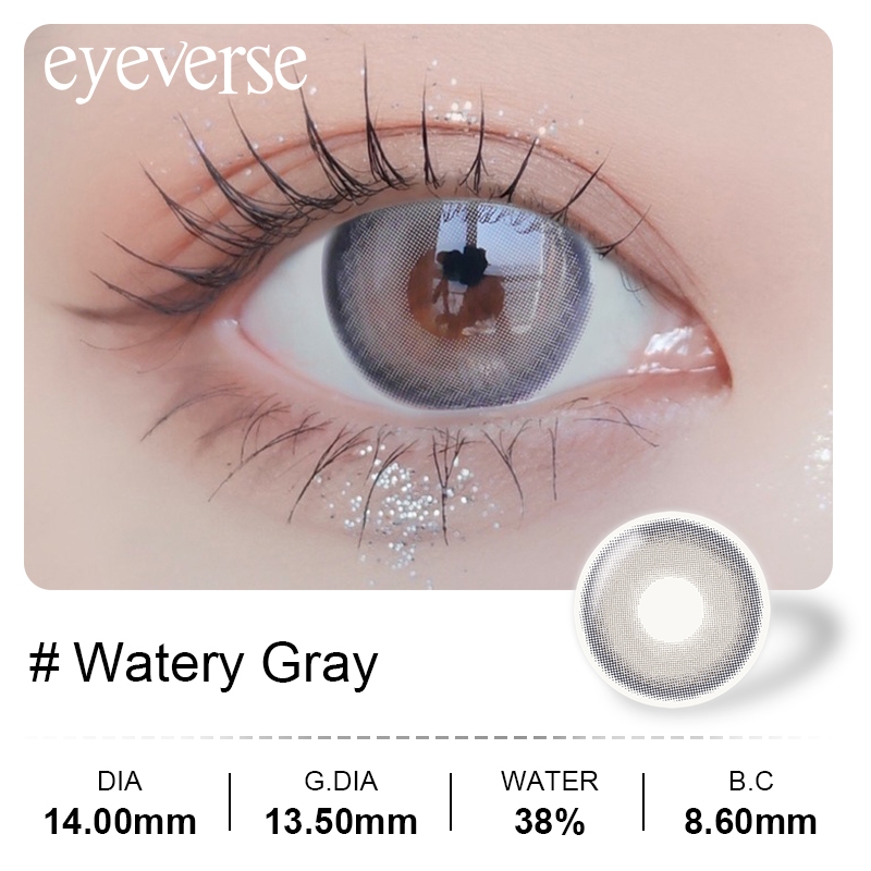Eyeverse ซีรีส์ใหม่ คอนแทคเลนส์แต่งตา สีธรรมชาติ สีเทาวอเตอร์รี่ 14mm 1 คู่ ใช้ได้ 6 เดือน ...