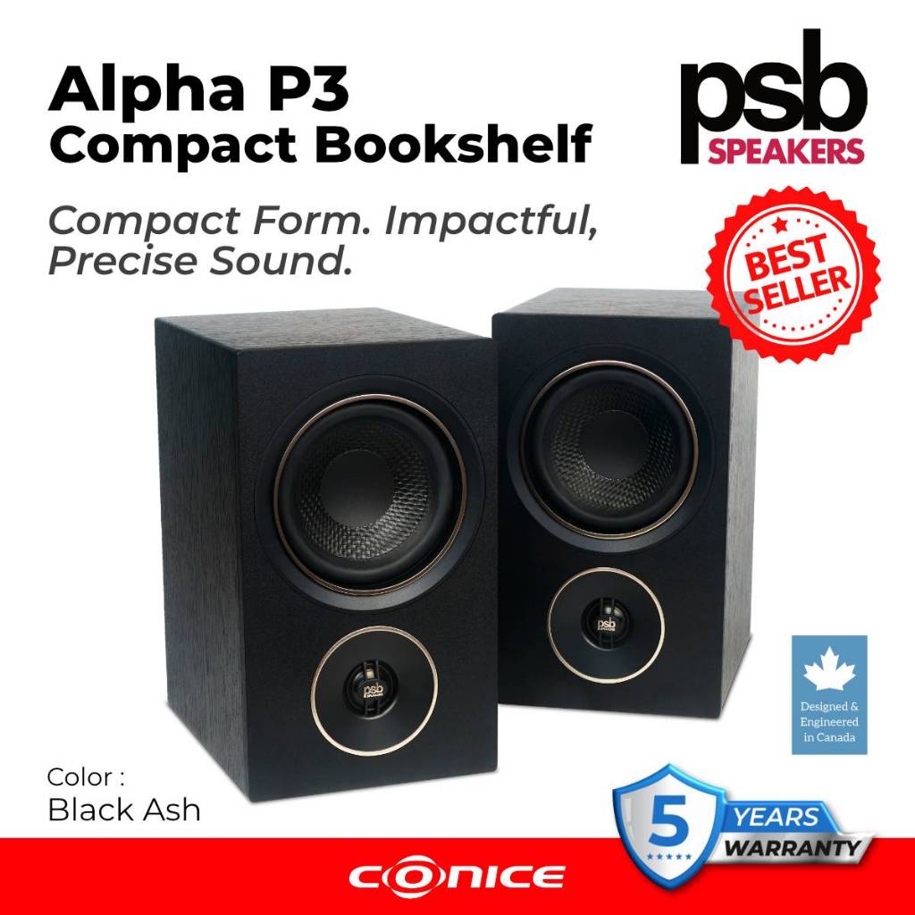 PSB Alpha P3 Bookshelf speakers (Black Ash) | Shopee Thailand