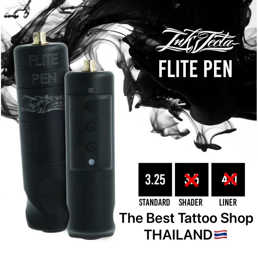 เครื่องสักปากกา-Inkjecta-Flite-Pen-สโตรค3.25มีก้านให้ครบทุกเบอร์พร้อมสายRCAมีปุ่มกดปรับสั้น-ยาว ...