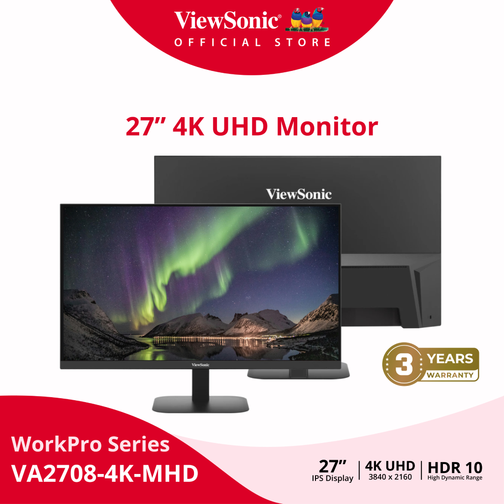 Viewsonic VA2708-4K-MHD 27” 4K UHD Monitor with Built-in Speakers (จอ ...