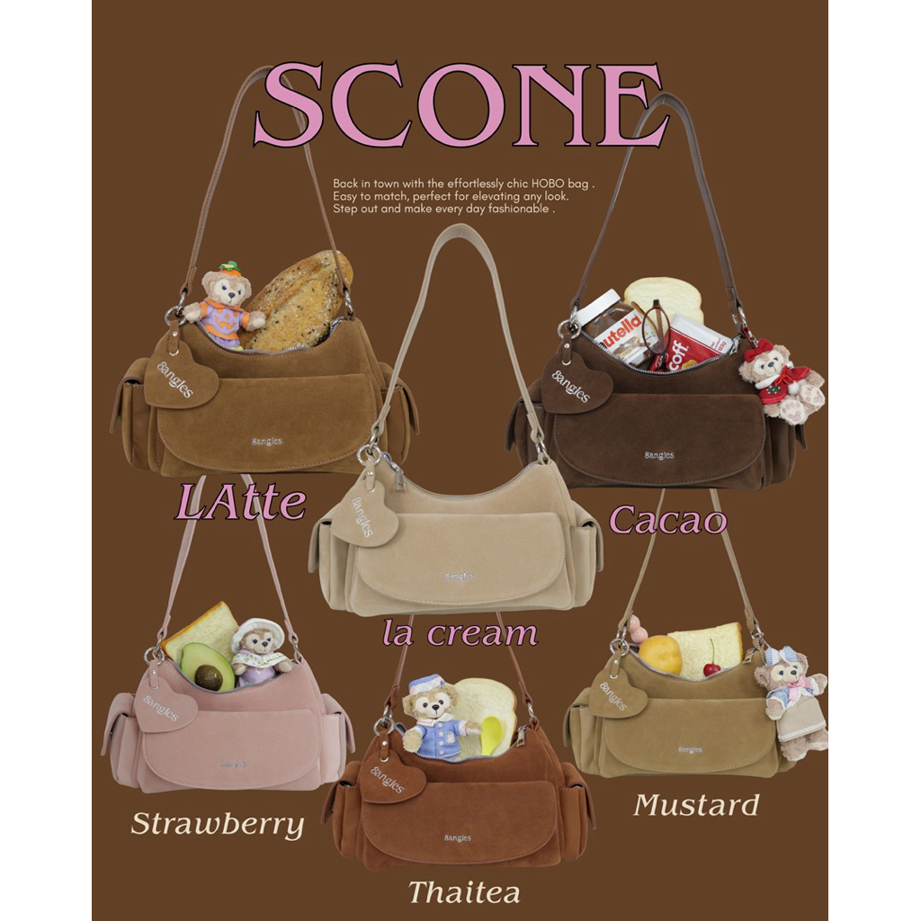 8anglesshop - รุ่น Scone hobo bag ขนาด11นิ้ว ( มีสายสั้น+ยาว ) E007 ...