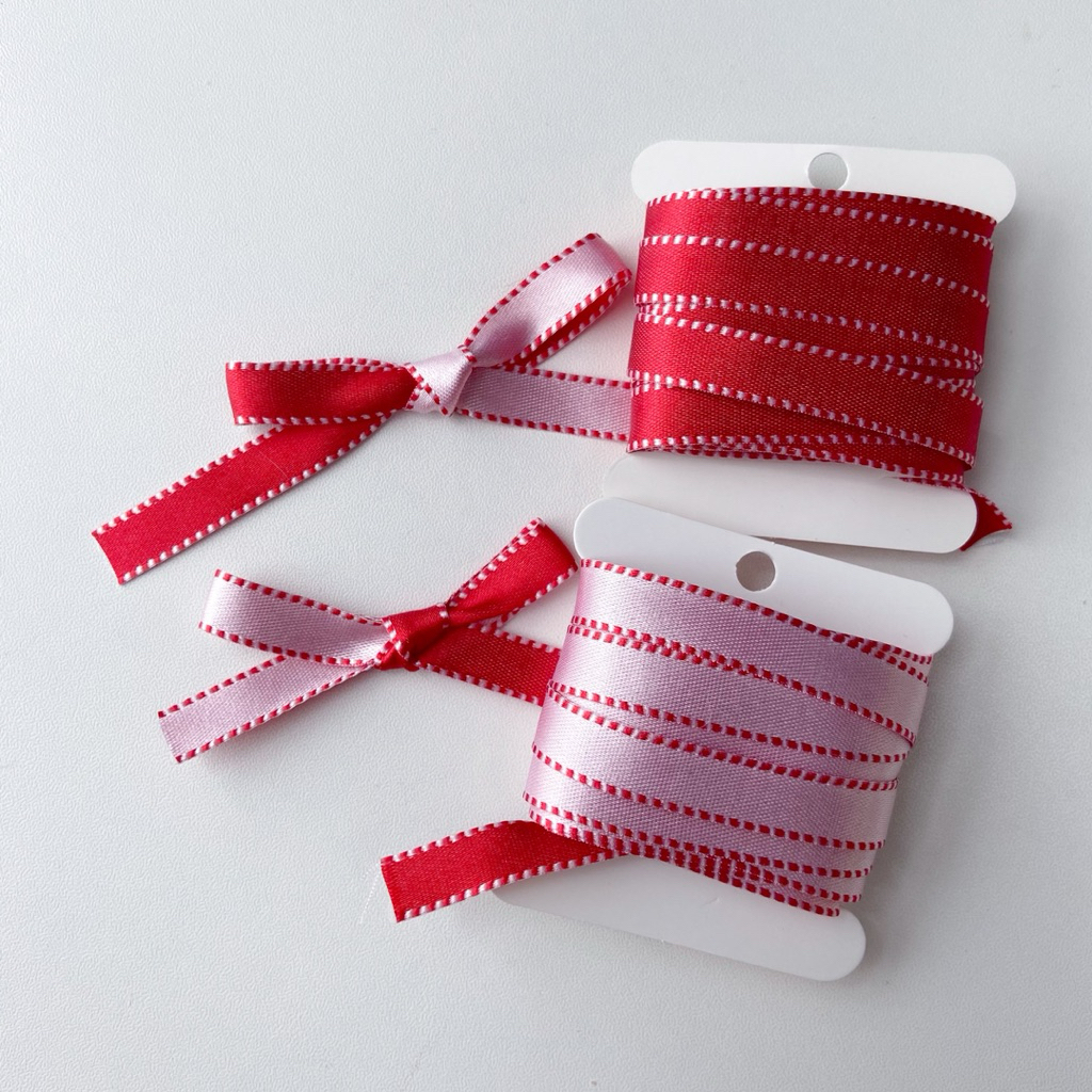 ♡ พร้อมส่ง | (5 หลา) Two color Ribbon โบว์ ริบบิ้น สองสี ขนาด 10 mm / 1 ...