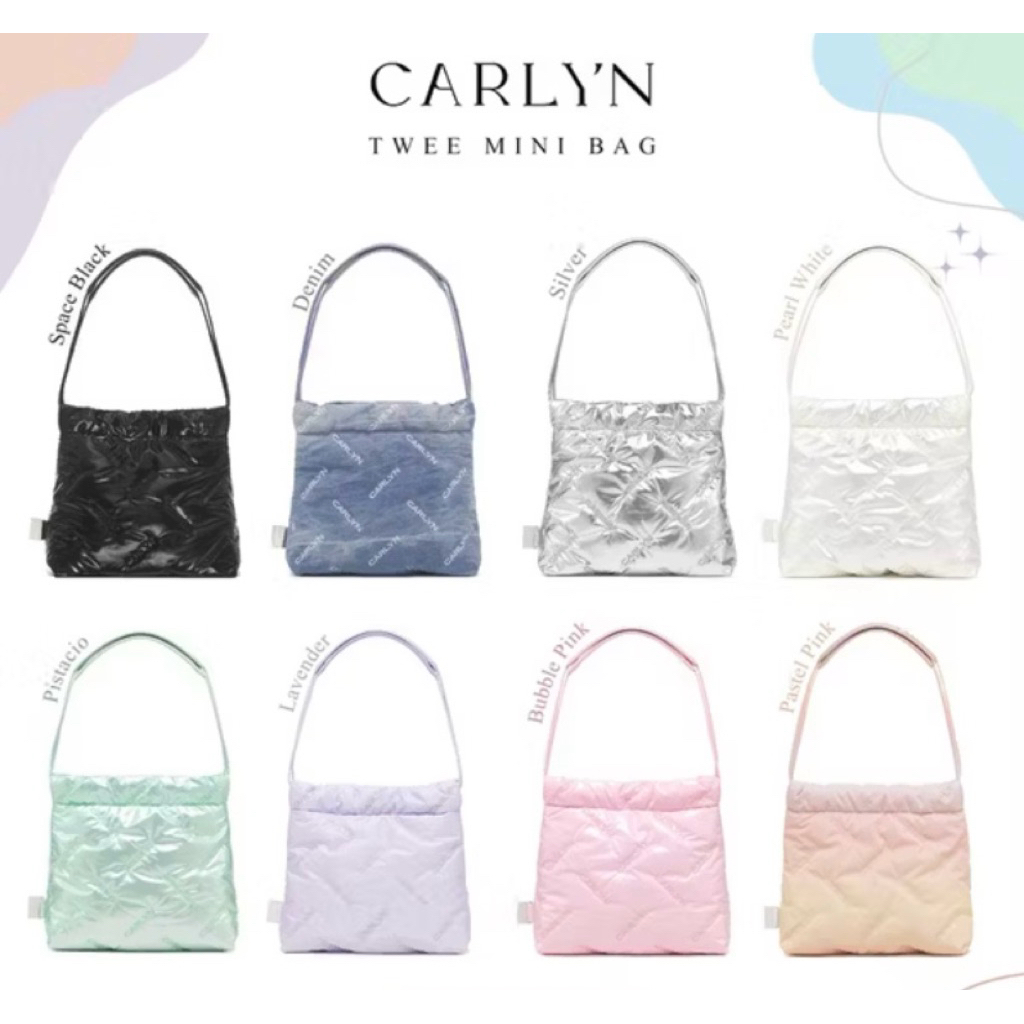 (พร้อมส่ง) Carlyn Twee Mini/M สี Silver/Pearl white/Denim/Black/Cotton ...
