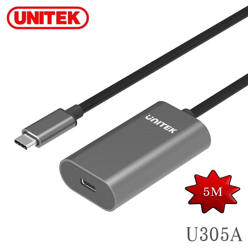 Unitek U305A USB3.1 USB-C Male to USB-C Female Active Extension Cable ...
