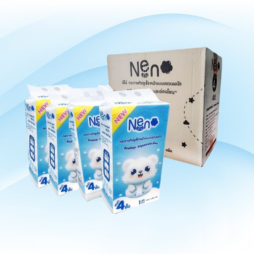 [ยกลัง] NENO นีโน่ หมีขาว กระดาษทิชชู่เช็ดหน้า แขวนผนัง ห่อ 1280 แผ่น ...