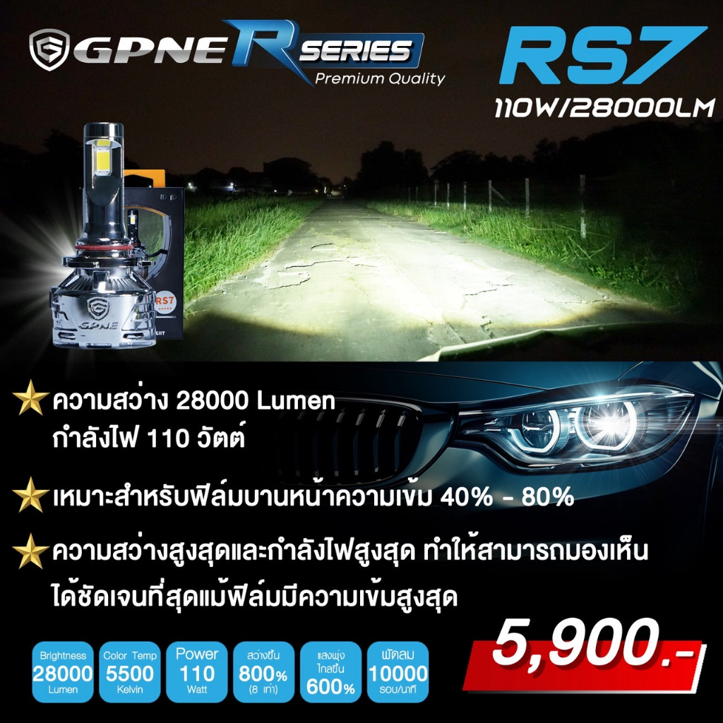 GPNE RS7 หลอดไฟหน้ารถยนต์ LED (110w) | ของแท้ 100% รับประกัน 4 ปี ...
