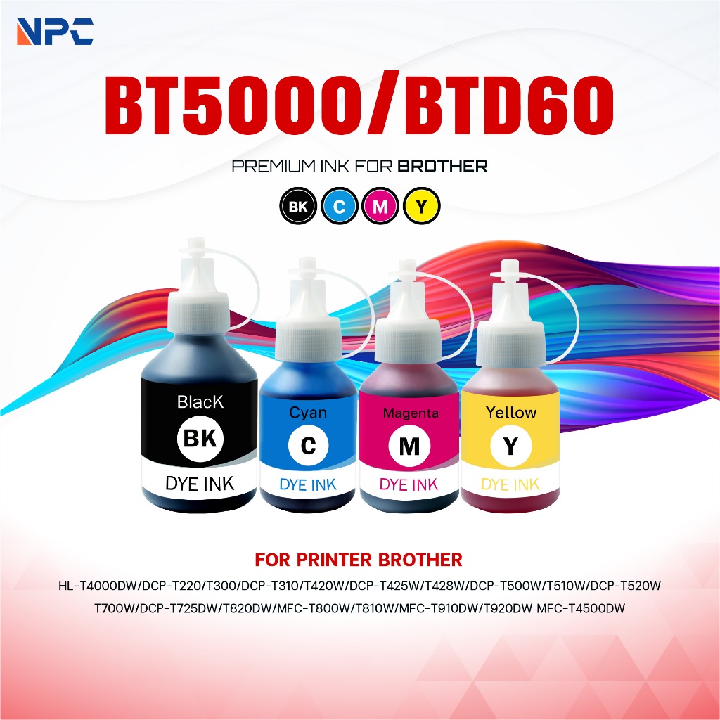 หมึกน้ำพิมพ์ INK /Brother Refill/BT5000/BTD60/5000/60/BK/C/M/Y ใช้กับ ...