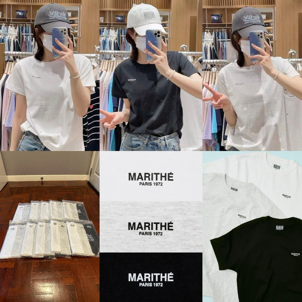 พร้อมส่ง🔥MARITHE 3 PACK SMALL REGULAR LOGO TEE MIX | Shopee Thailand