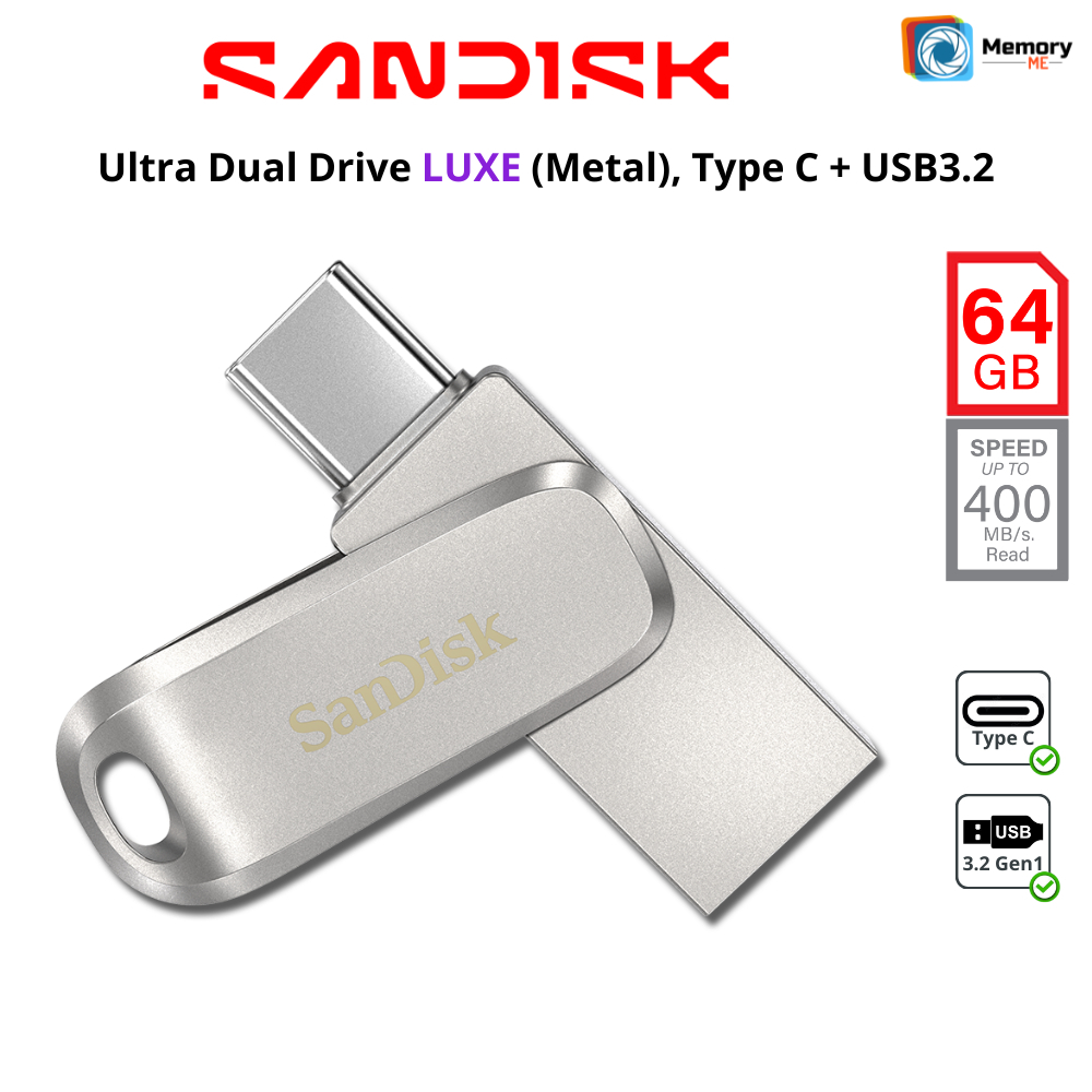 (ส่งด่วน) SANDISK แฟลชไดร์ฟ Ultra Dual Drive LUXE 64GB (400MB), OTG ...