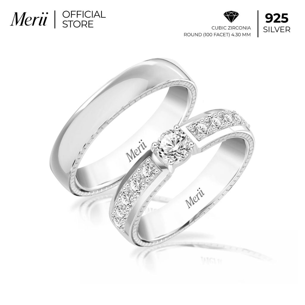 Merii แหวนคู่รักเงินแท้ชุบโรเดียม ดีไซน์ Polished Comfort Fit Band ...