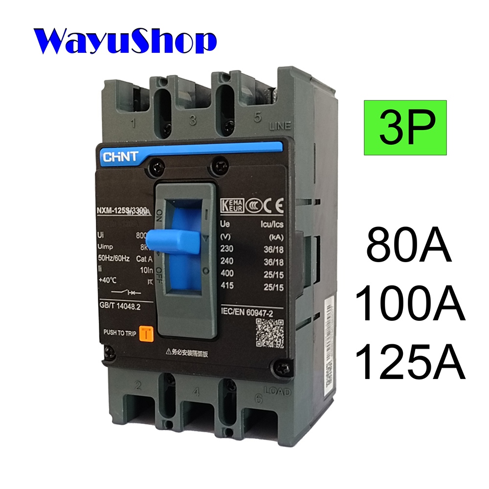 CHINT โมลเคสเซอร์กิตเบรกเกอร์ MCCB 3P รุ่น NXM-125S/3300 3P 80A 100A 125A | Shopee Thailand