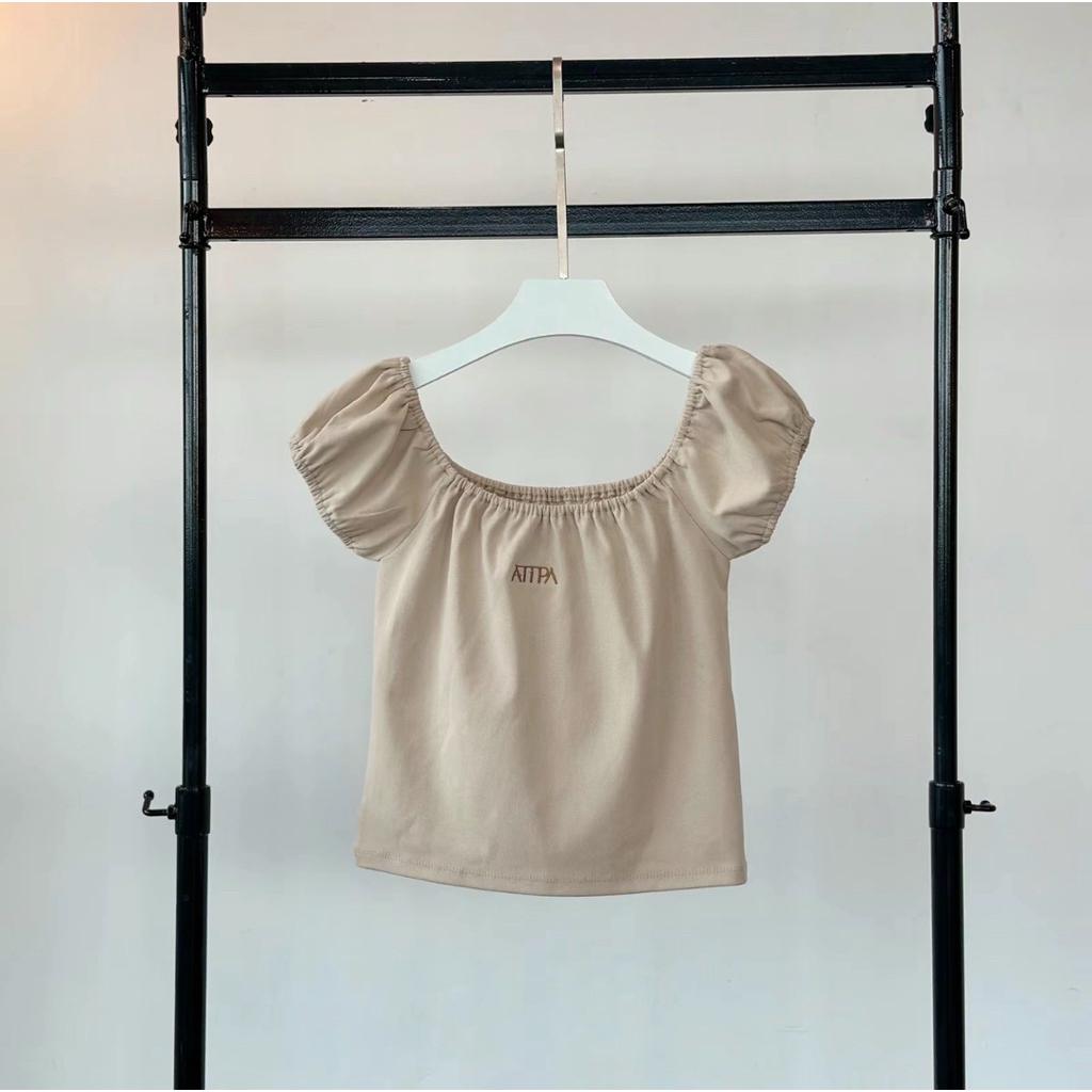 Atipa เสื้อปาดไหล่แขนตุ๊กตา สีนู๊ต ตัวยาว ของใหม่ | Shopee Thailand
