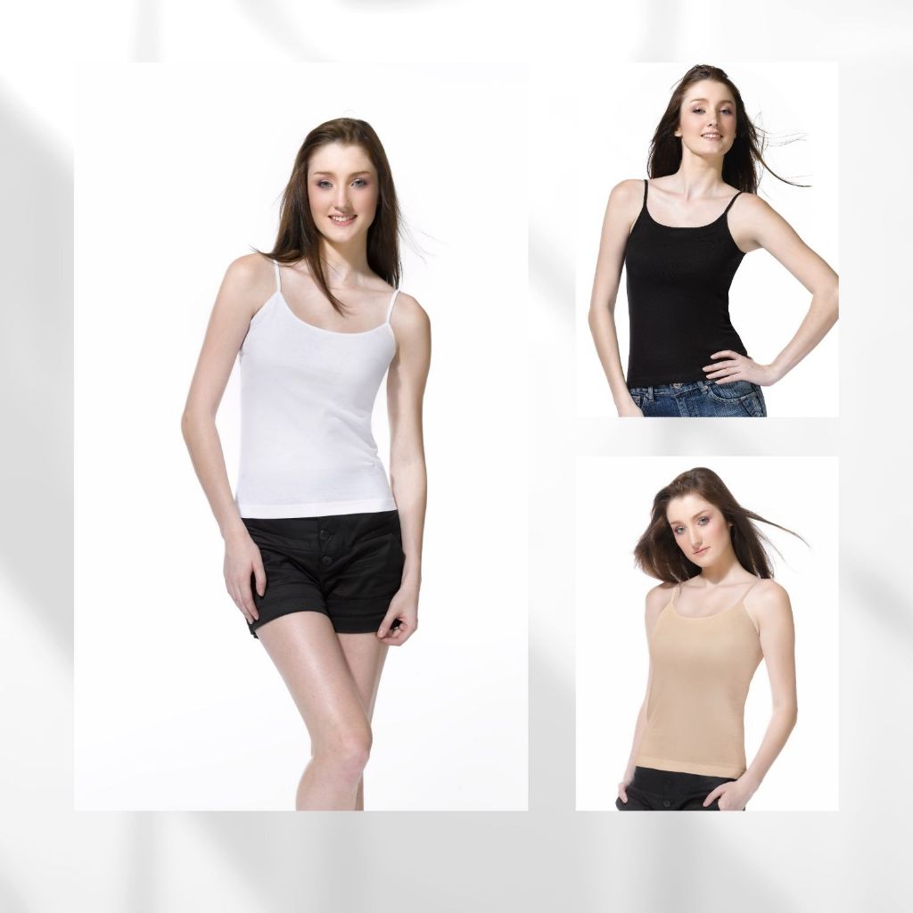 S_CHERILON Pure Skin เชอรีล่อน เสื้อยืด เสื้อสายเดี่ยว เสื้อทับ 100% Cotton นุ่ม สบายผิว ระบาย ...