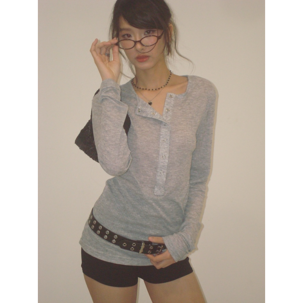 MELT.INMOMENTS Rune Top เสื้อแขนยาวกระดุมสแนป | Shopee Thailand