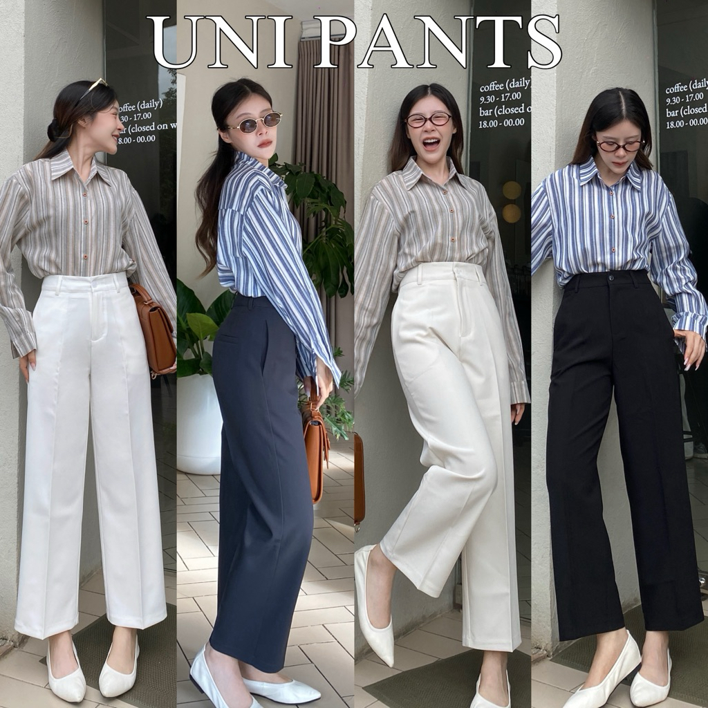 UNI PANTS กางเกงผ้าขากระบอกกลาง (ขาเต่อ) | Shopee Thailand