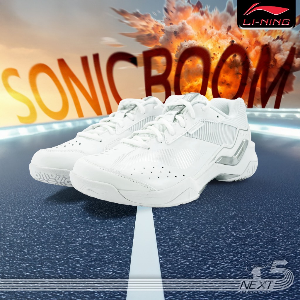 Li-ning รองเท้าแบดมินตัน รุ่น Sonic Boom Wide AYTV005-4 White / Silver ...