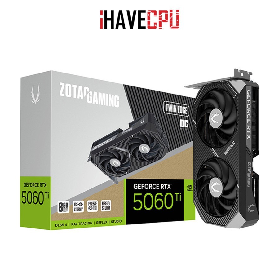 iHAVECPU VGA(การ์ดจอ) ZOTAC GAMING GEFORCE RTX 5060 TI TWIN EDGE OC - 8GB GDDR7 (ZT-B50610H-10M ...