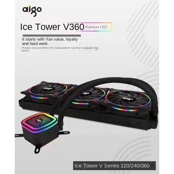 aigo V360 ชุดน้ำระบายความร้อนแบบ All-in-One 360mm ARGB ซิงค์ไฟ รองรับทุกแพลตฟอร์ม Intel/AMD ...