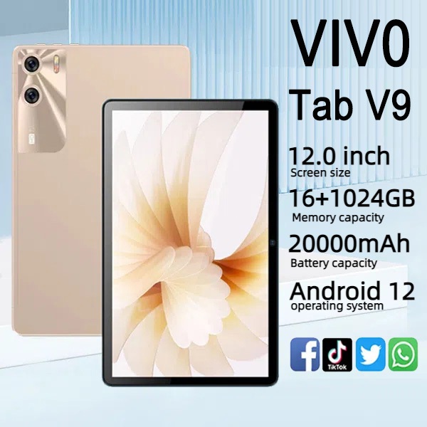แท็บเล็ต VIV0 Tab V9 12 12 นิ้ว หน้าจอเต็ม 16+512GB แท็บเล็ต Android Wifi 5G Dual SIM แท็บเล็ต ...