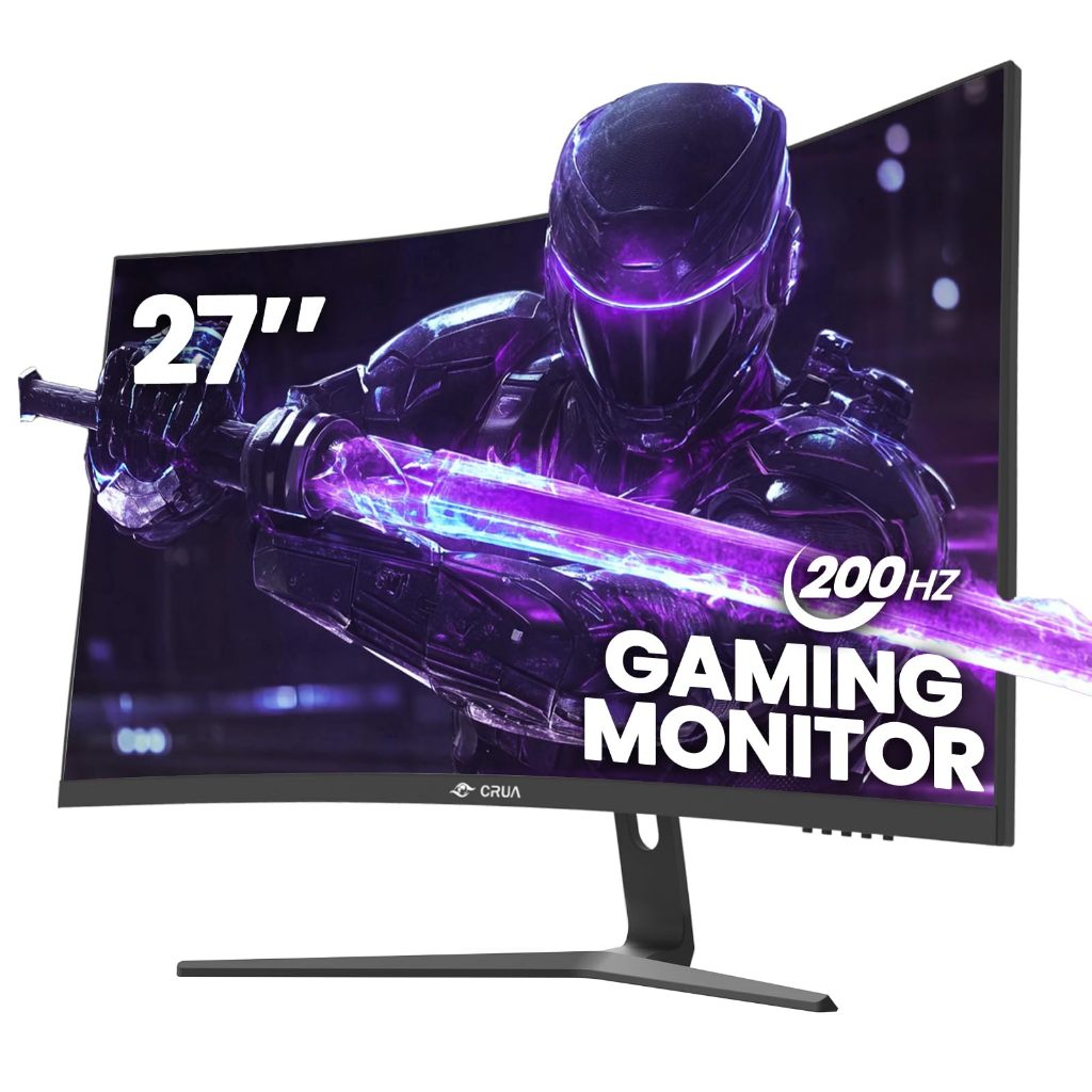 CRUA 27-inch curved gaming monitor,180Hz/200Hz FHD 1080P VA screen,with ...