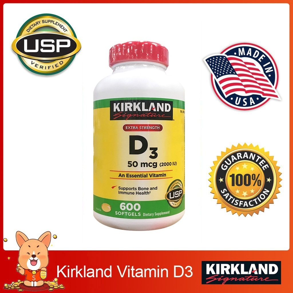 (Exp 06/2027)🔥🔥Kirkland Vitamin D3 Kirkland Signature Extra Strength D3 50 mcg 600 Softgels ...