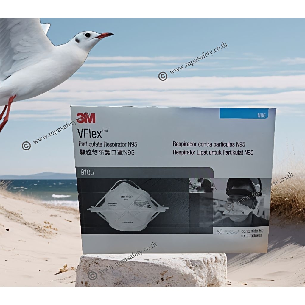 3M 9105 (VFlex N95 เปิดบิล Vat ได้) หน้ากากกันฝุ่นละออง PM 2.5 มาตราฐาน ...