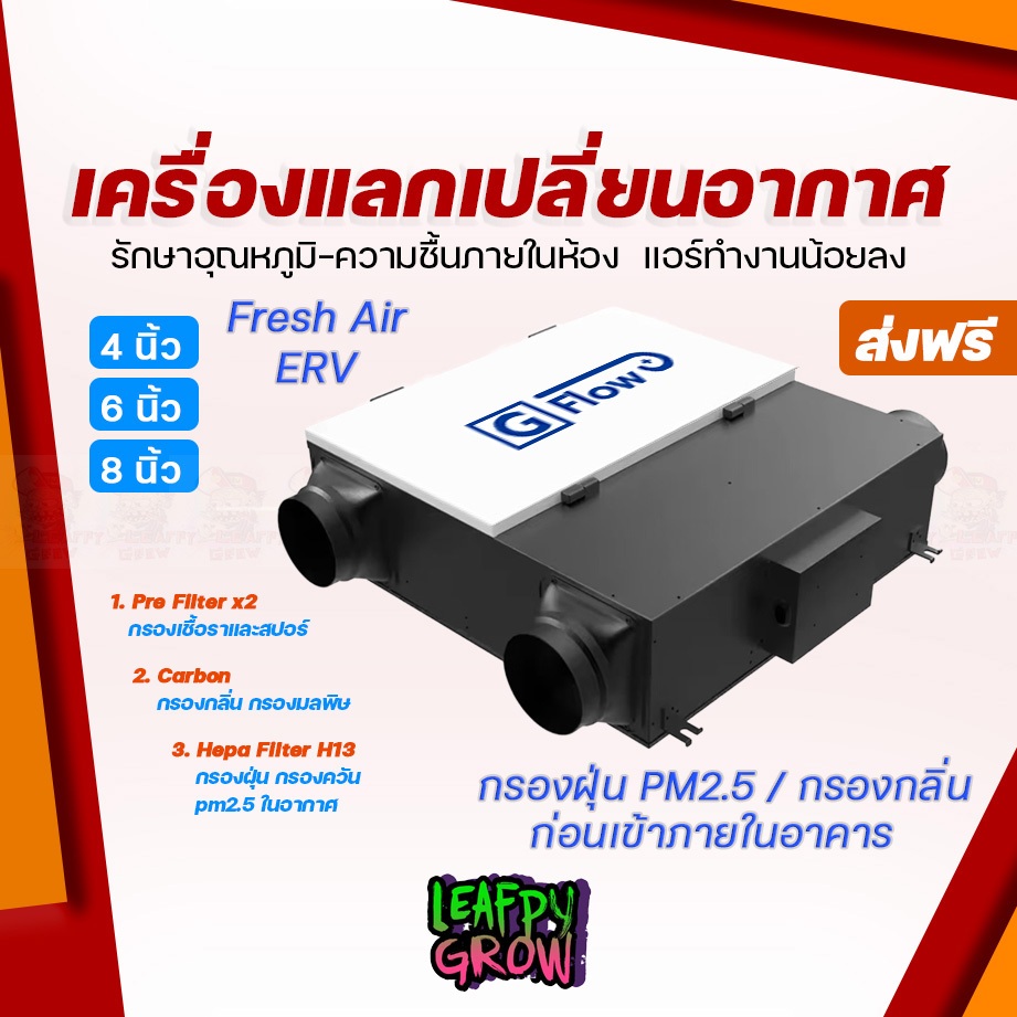 [ส่งฟรี]เครื่องแลกเปลี่ยนอากาศ G Flow ERV 4นิ้ว,6นิ้ว,8นิ้ว เติมอากาศ ...