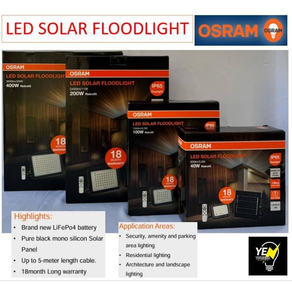 OSRAM โคมฟลัดไลท์ โซล่าเซลล์ LED SOLAR FLOODLIGHT RETROFIT | Shopee ...