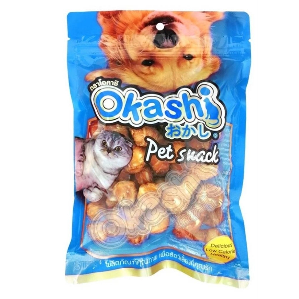 OKASHI SNACK DOG AND CAT ขนมขบเคี้ยวสำหรับสุนัขและแมว (ไก่พันกระดูกผูก ...