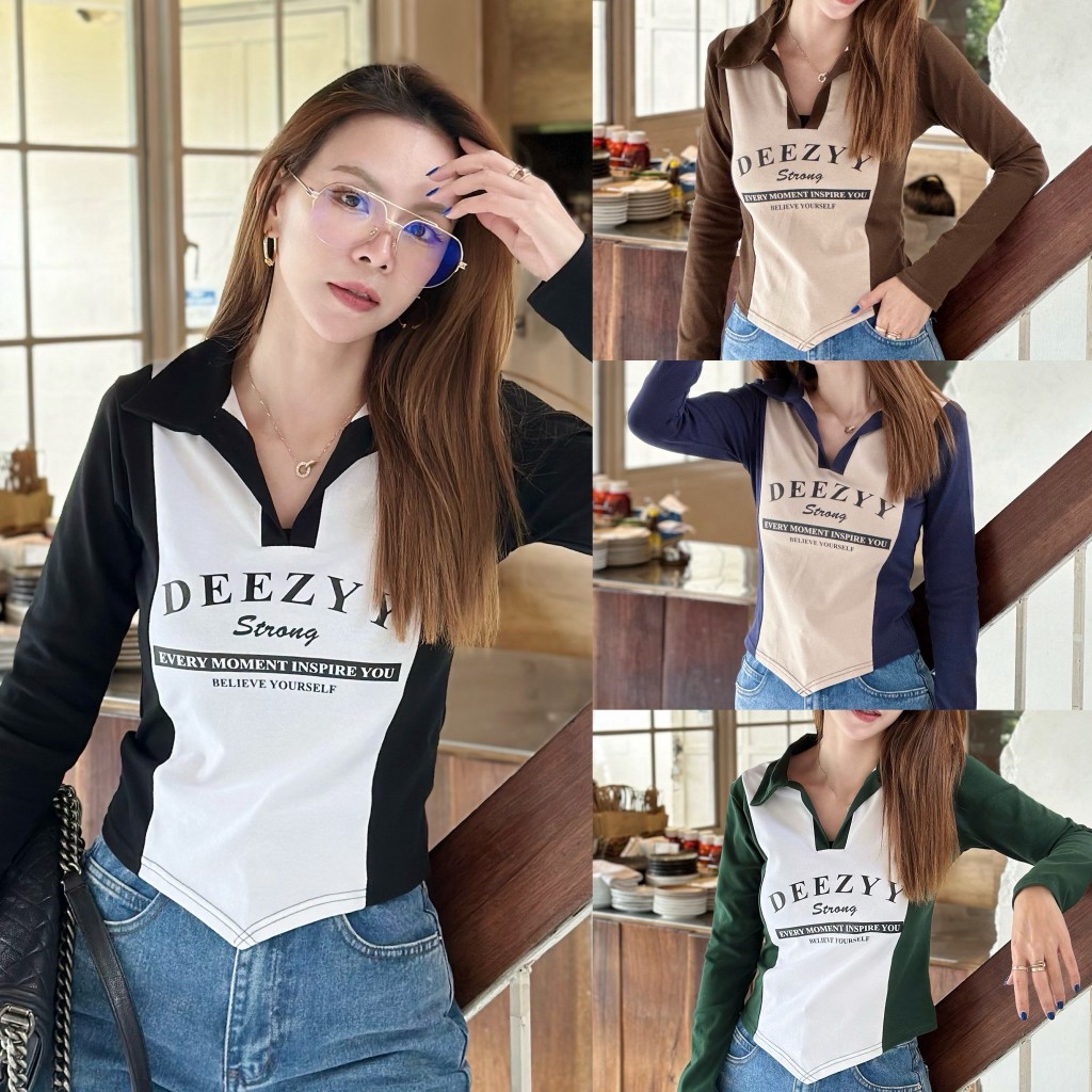058-059 เสื้อยืด คอปกสกีนDeezyy รุ่นbody pop ผ้าCotton supersoft | Shopee Thailand