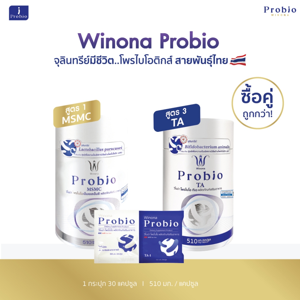 Winona Probio MSMC จุลินทรีย์มีชีวิต โพรไบโอติกส์ สายพันธุ์ไทย (สูตร1 ...