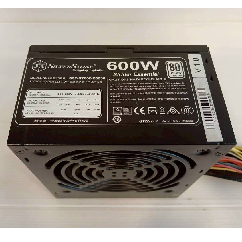 POWER SUPPLY (อุปกรณ์จ่ายไฟ) SILVERSTONE STRIDER ESSENTIAL 600W 80 PLUS ...