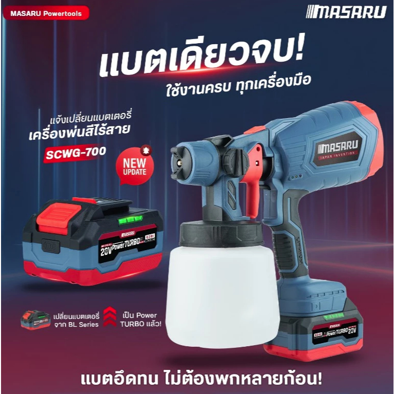 MASARU เครื่องพ่นสีไร้สาย20V รุ่น SCWG-700-B1 สินค้ารับประกันจากทาง ...