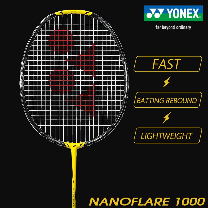 YONEX NANOFLARE1000zYELLOW Set Badminton Racket Full Carbon Single 28-30LBS 4U Professional ...