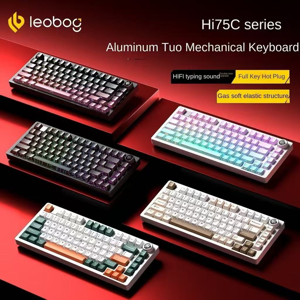 LEOBOG Hi75C คีย์บอร์ดอลูมิเนียม RGB ไฟสีเปลี่ยนได้ ระบบลูกบิด รองรับ ...