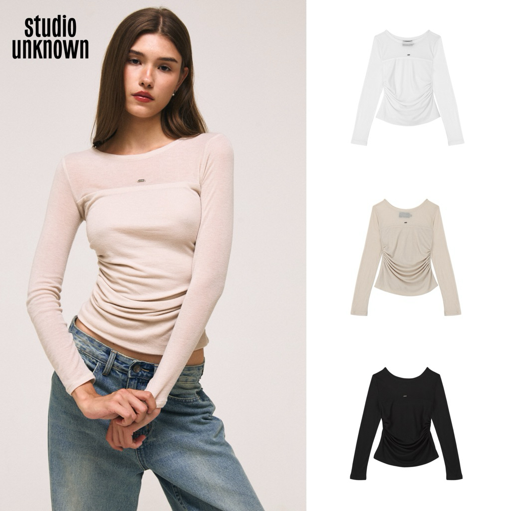 STUDIO UNKNOWN - Hannah Long Sleeve Top เสื้อแขนยาวผ้าซีทรู | Shopee Thailand
